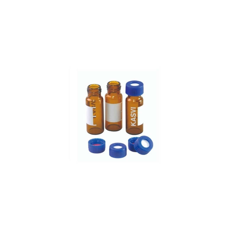 Vial De Vidro Âmbar Com Tampa de Rosca 1,5ml e Septo Pacote com 100 ...